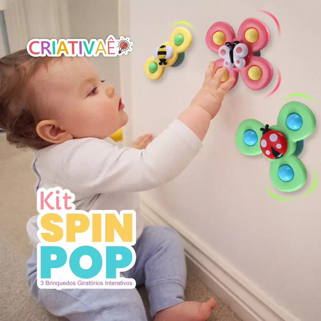 Spin Pop Criativaê - KIT de Brinquedos Giratórios Interativos (3 unida